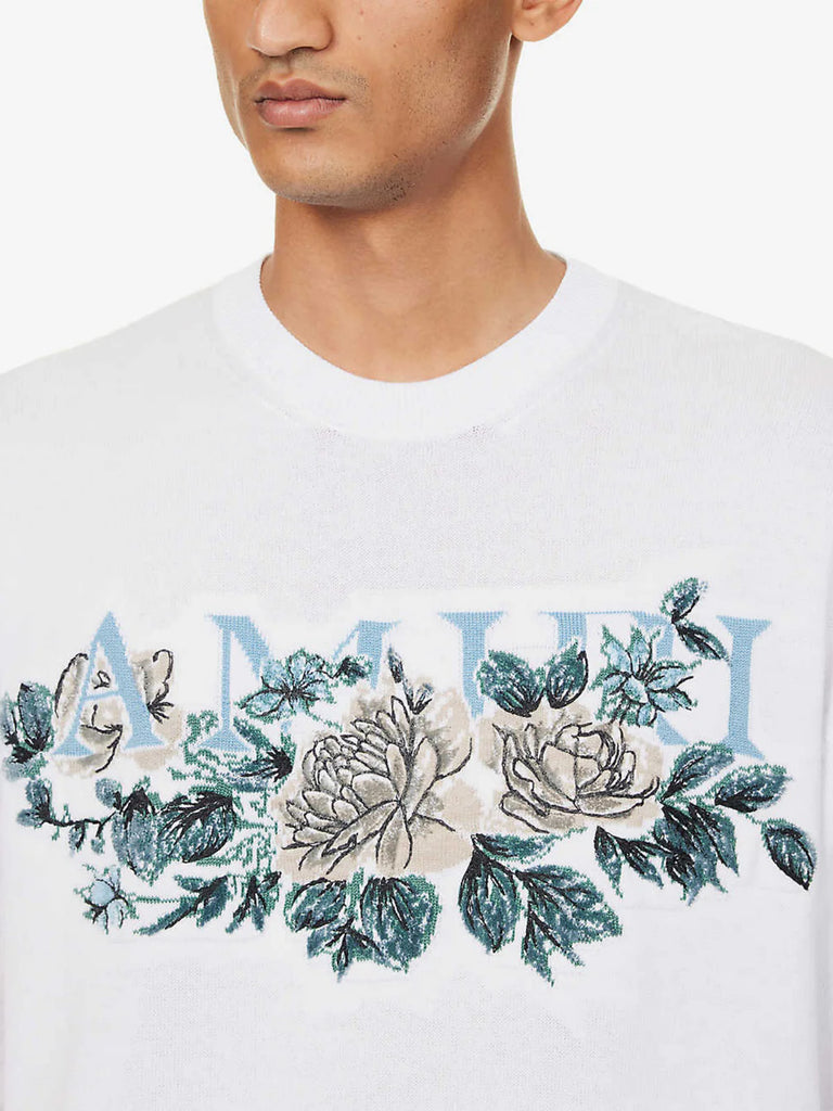 AMIRI FLORAL LOGO KNITTED TEE WHITE – HYPEWORLD