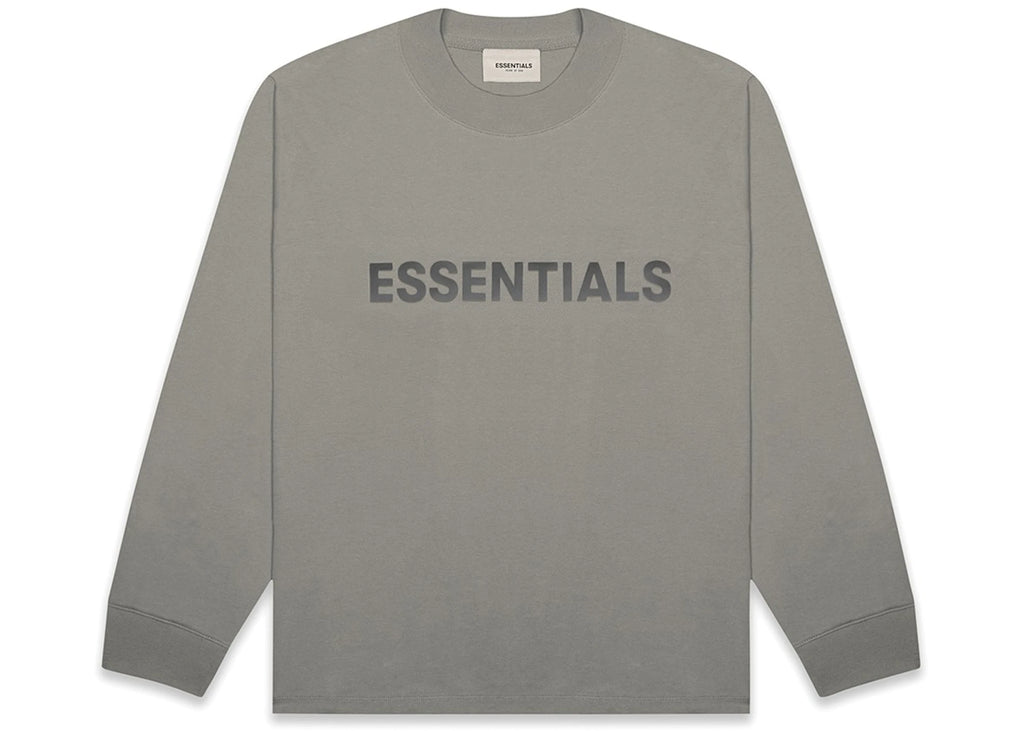 Essentials Boxy Long Sleeve T-Shirt Applique Logo Cement – HYPEWORLD